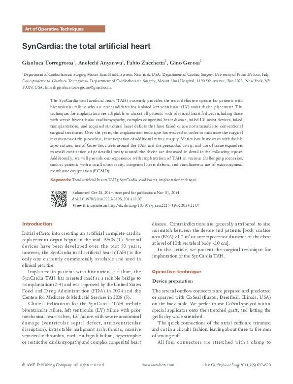 (PDF) SynCardia: the total artificial heart