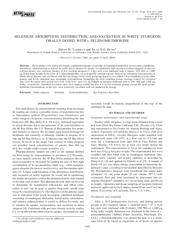 (PDF) SELENIUM ABSORPTION, DISTRIBUTION, AND EXCRETION IN WHITE ...