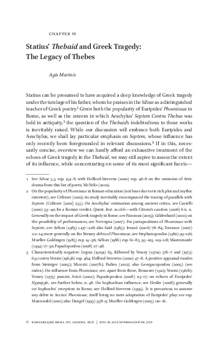 (PDF) "Statius’ Thebaid and Greek Tragedy: The Legacy of Thebes"