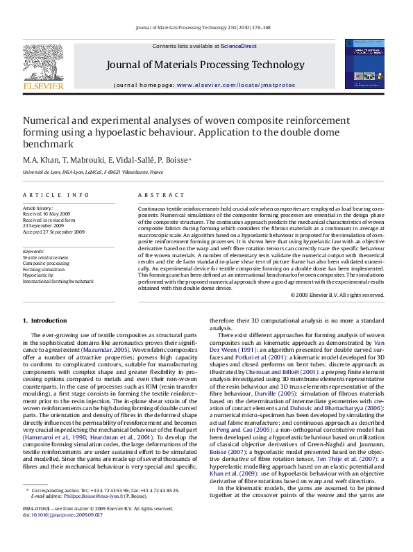 (PDF) Numerical and experimental analyses of woven composite ...