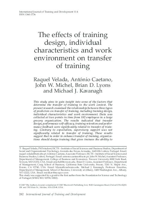 (PDF) The effects of training design, individual characteristics and ...