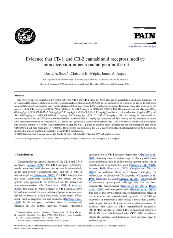 (PDF) Evidence that CB-1 and CB-2 cannabinoid receptors mediate ...