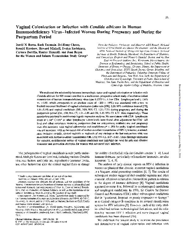 (PDF) Vaginal colonization or infection with Candida albicans in human ...