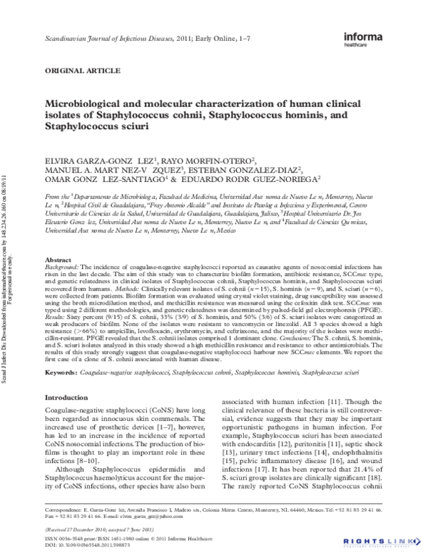 (PDF) Microbiological and molecular characterization of human clinical ...