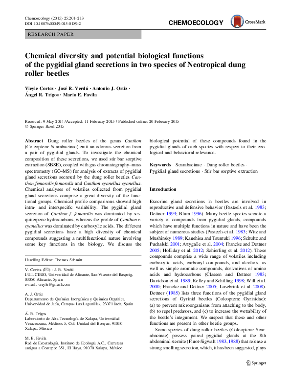 (PDF) Pygidial Glands in Carabidae, an Overview of Morphology and ...