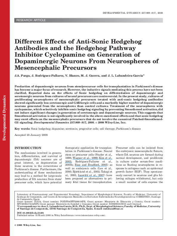 (PDF) Different effects of anti-sonic hedgehog antibodies and the ...