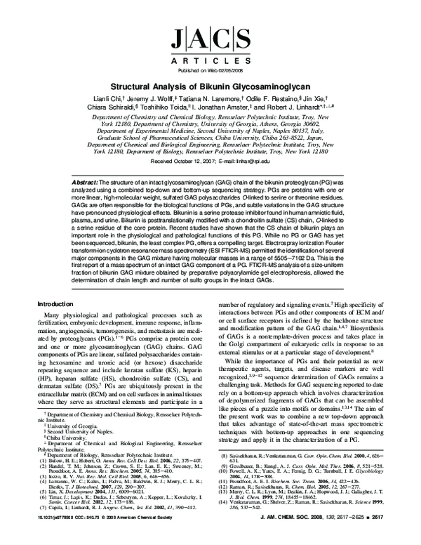 (PDF) Structural Analysis of Bikunin Glycosaminoglycan