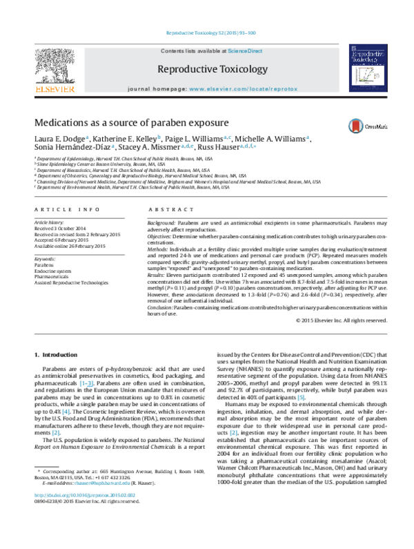 (PDF) Medications as a Source of Paraben Exposure