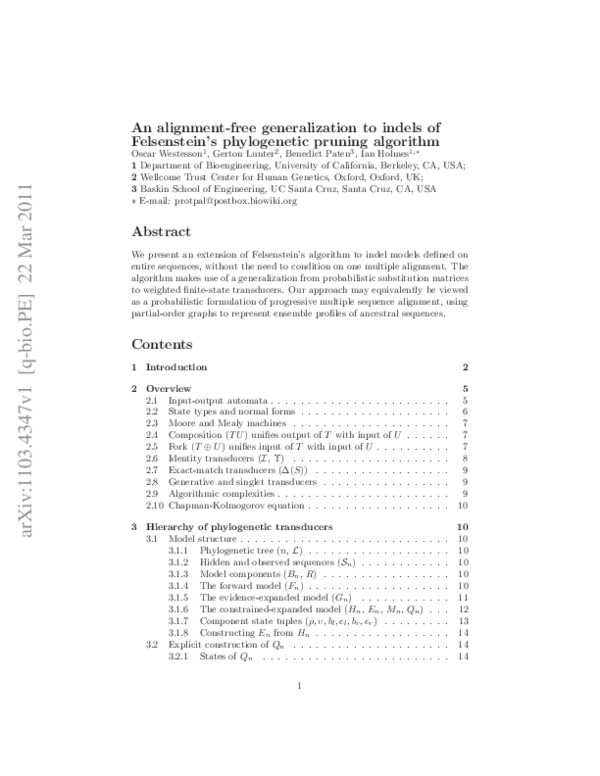 (PDF) Phylogenetic automata, pruning, and multiple alignment