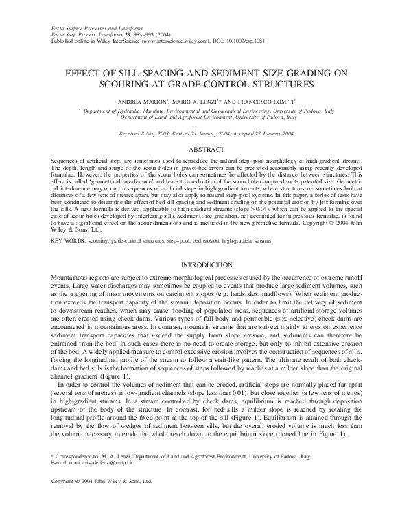 (PDF) Effect of sill spacing and sediment size grading on scouring at ...