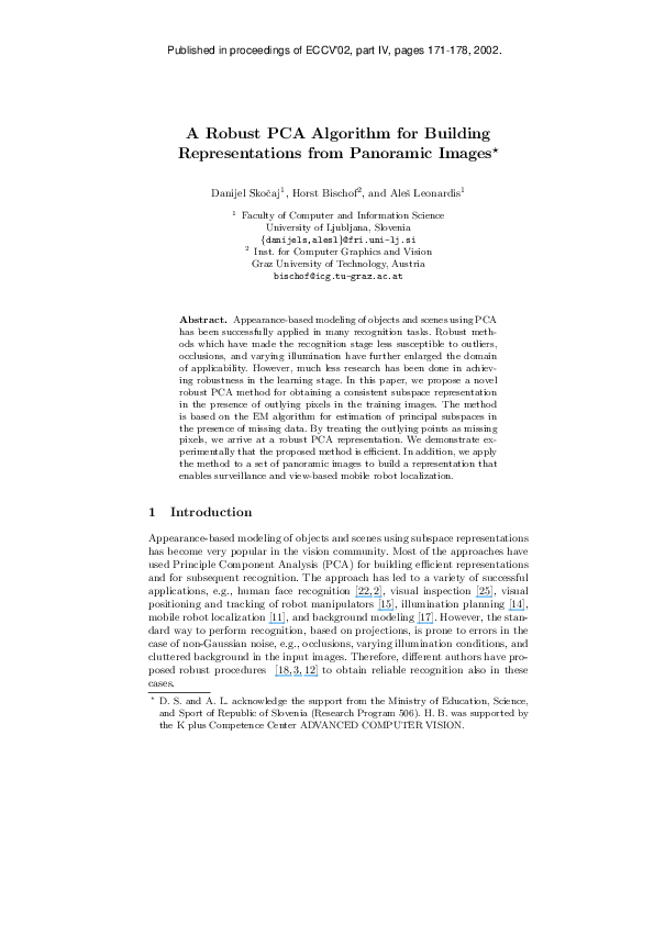(PDF) A Robust PCA Algorithm for Building Representations from Panoramic Images