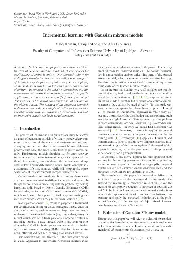 (PDF) Incremental learning with Gaussian mixture models