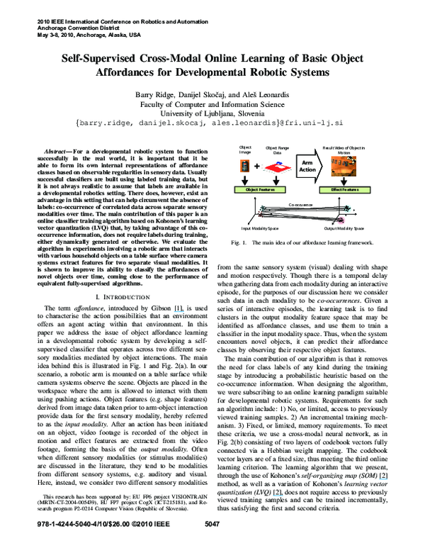 (PDF) Self-supervised cross-modal online learning of basic object affordances for developmental ...