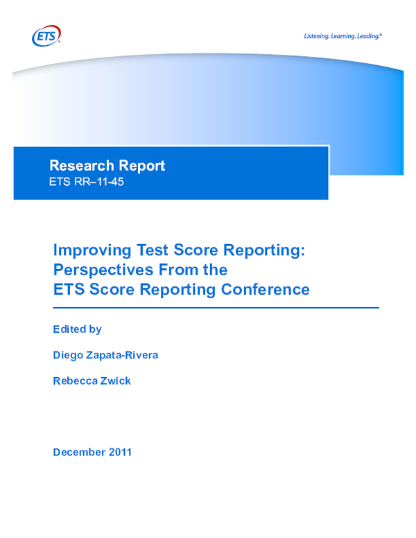 (PDF) IMPROVING TEST SCORE REPORTING: PERSPECTIVES FROM THE ETS SCORE ...
