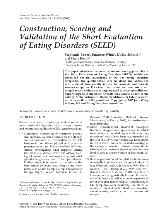 (PDF) Construction, scoring and validation of the Short Evaluation of ...