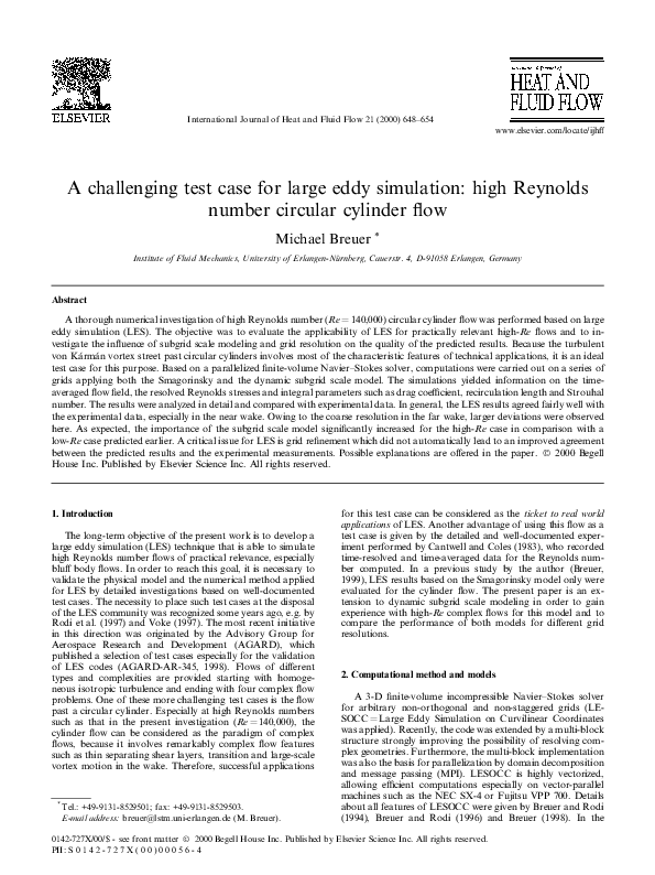 (PDF) A challenging test case for large eddy simulation: high Reynolds ...