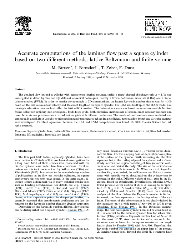 (PDF) Accurate computations of the laminar flow past a square cylinder ...