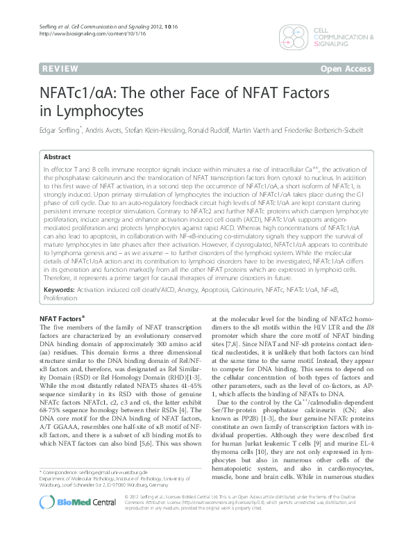 (PDF) NFATc1/αA: The other Face of NFAT Factors in Lymphocytes