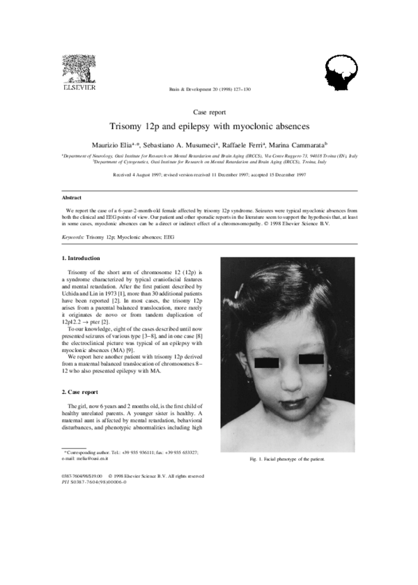 (PDF) Trisomy 12p and epilepsy with myoclonic absences