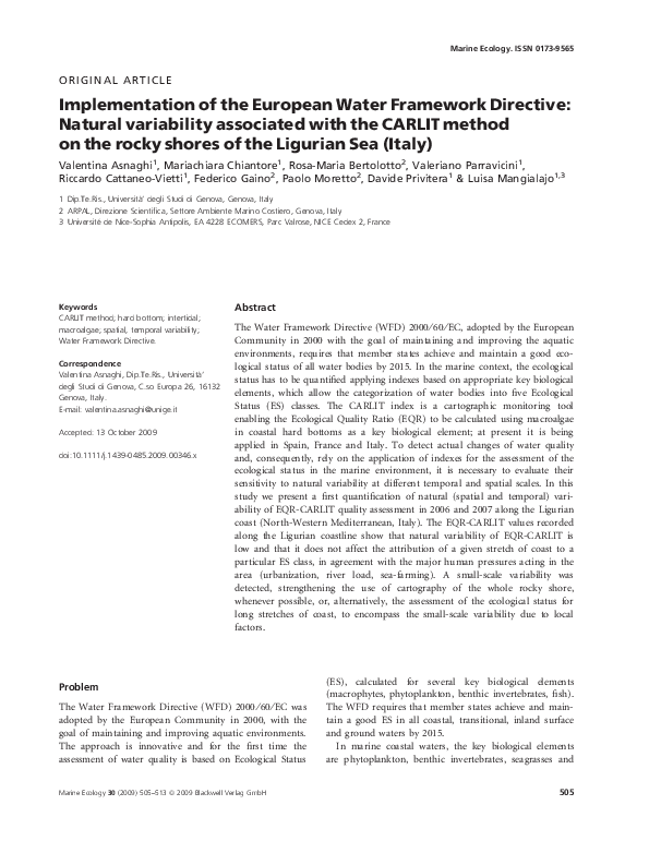 (PDF) Implementation of the European Water Framework Directive ...