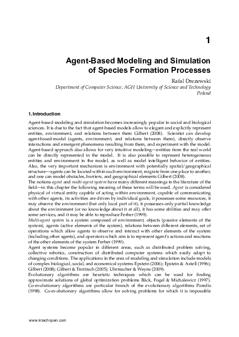 (PDF) Agent-Based Modeling and Simulation of Species Formation Processes