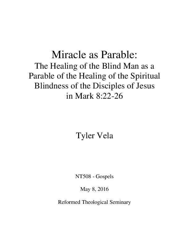 (PDF) Miracle as Parable: The Healing of the Blind Man as a Parable of ...