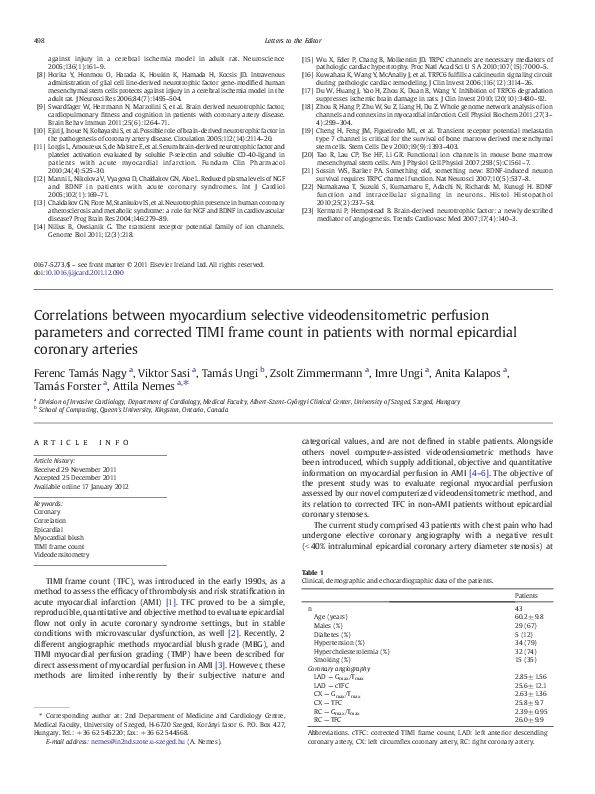 (PDF) Correlations between myocardium selective videodensitometric ...