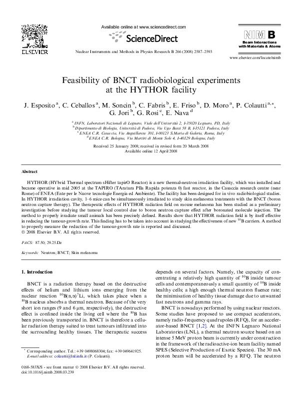 (PDF) Feasibility of BNCT radiobiological experiments at the HYTHOR ...