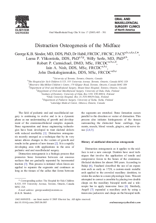 (PDF) Distraction osteogenesis of the midface