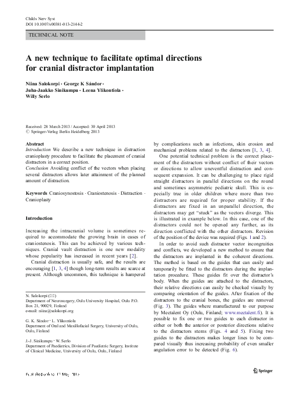 (PDF) A new technique to facilitate optimal directions for cranial ...
