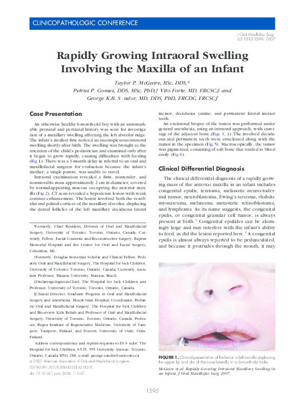 (PDF) Rapidly Growing Intraoral Swelling Involving the Maxilla of an Infant