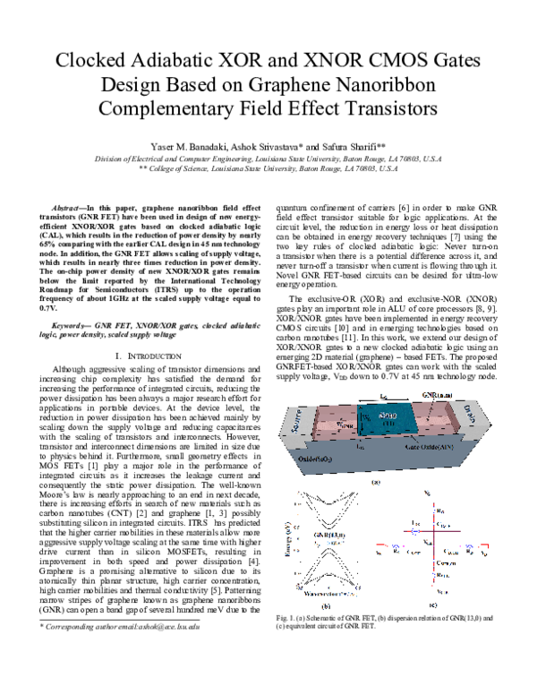 (PDF) Clocked Adiabatic XOR and XNOR CMOS Gates Design Based on ...