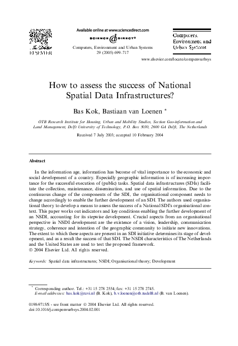 (PDF) How to assess the success of National Spatial Data Infrastructures?