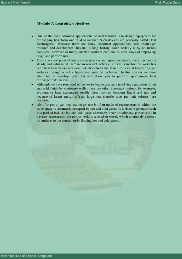 (PDF) Heat and Mass Transfer Module 7: Learning objectives
