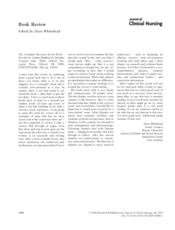 (PDF) The Complete Recovery Room Book