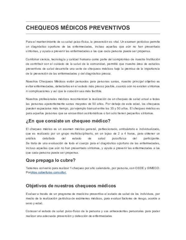 (DOC) CHEQUEOS MÉDICOS PREVENTIVOS