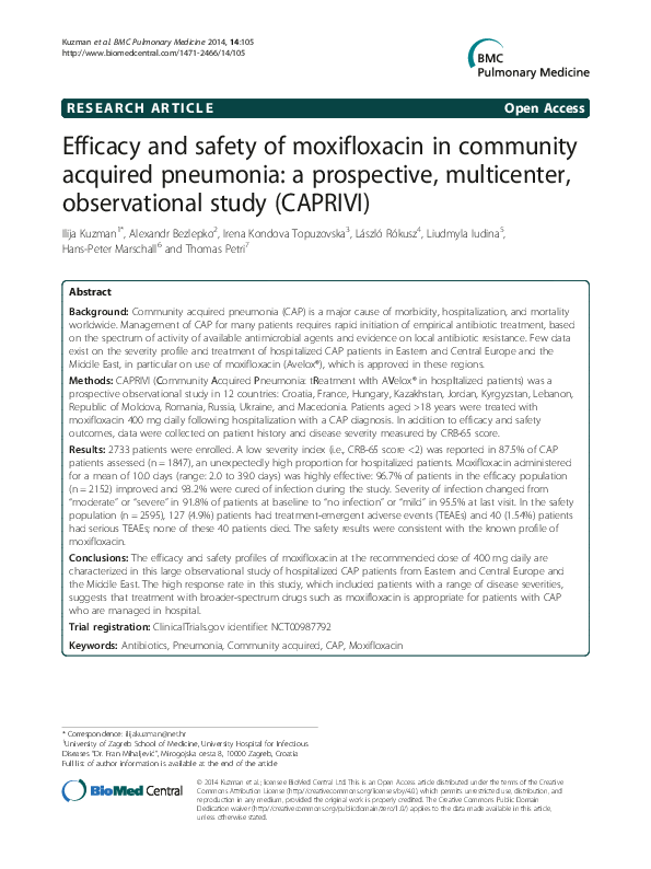 (PDF) Efficacy and safety of moxifloxacin in community acquired ...
