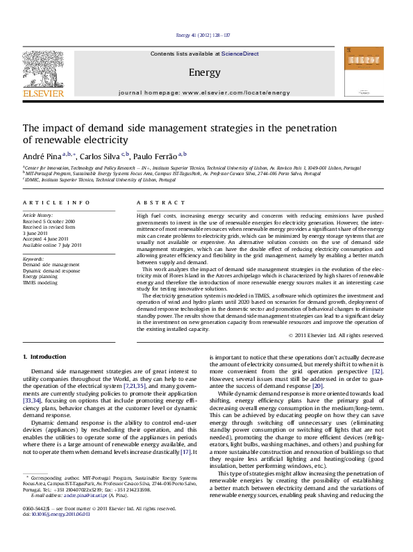 Pdf The Impact Of Demand Side Management Strategies In The