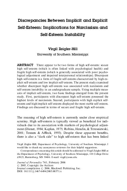 Pdf Discrepancies Between Implicit And Explicit Self Concepts Of Intelligence Relations To