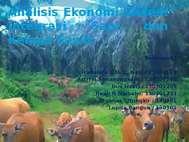 (PPT) Analisis Ekonomi Sistem Integrasi Sapi dan Kelapa Sawit
