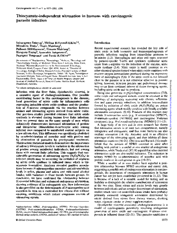 (PDF) Thiocyanate-independent nitrosation in humans with carcinogenic ...