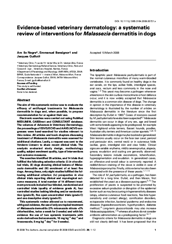 (PDF) Evidence-based veterinary dermatology: a systematic review of ...