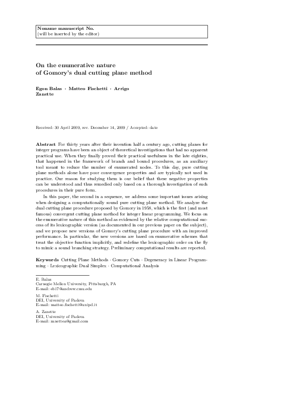 (PDF) On the enumerative nature of Gomory’s dual cutting plane method