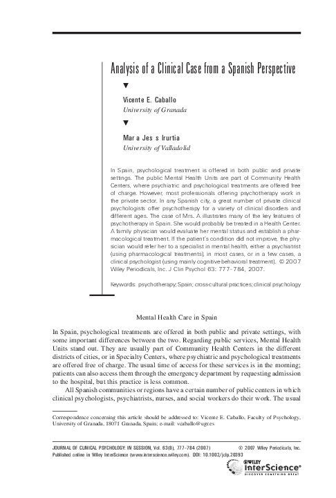 (PDF) Analysis of a clinical case from a Spanish perspective