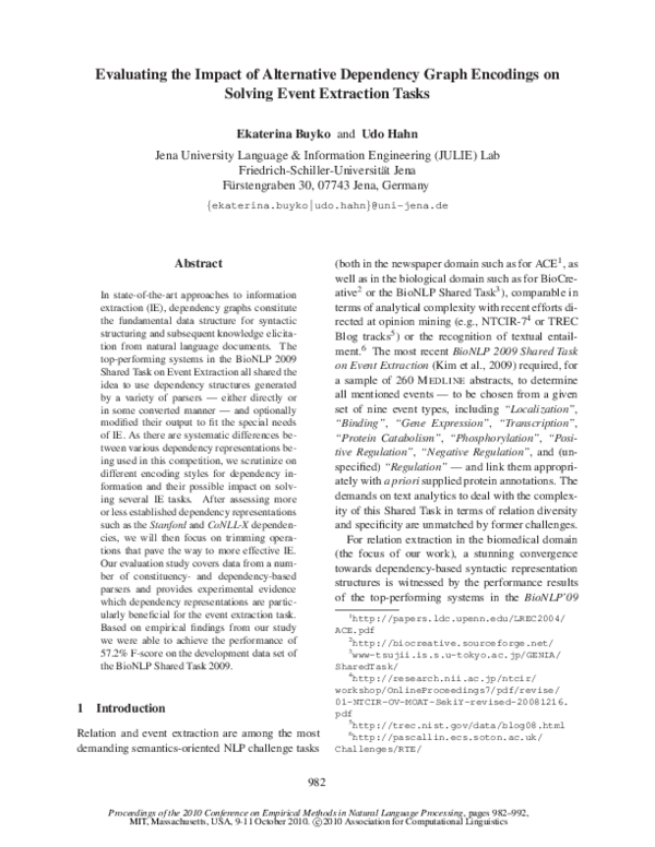 Pdf Evaluating The Impact Of Alternative Dependency Graph Encodings On Solving Event