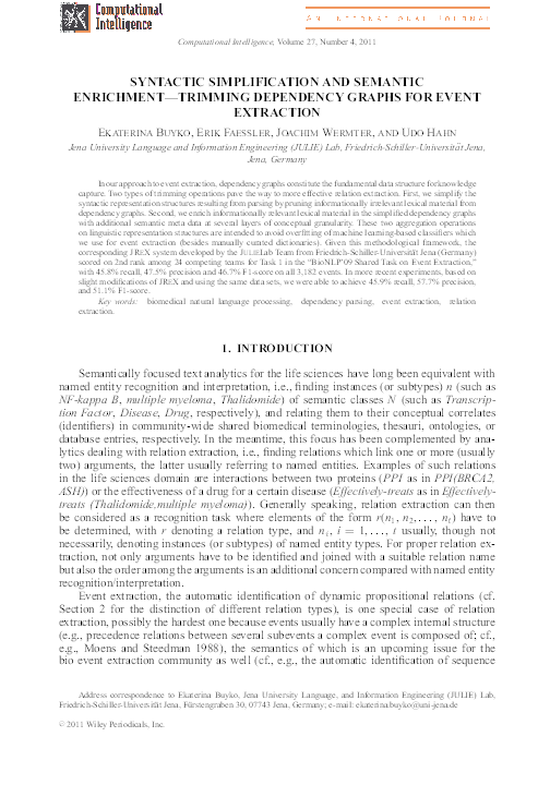 (PDF) Syntactic simplification and semantic enrichment—trimming dependency graphs for event ...