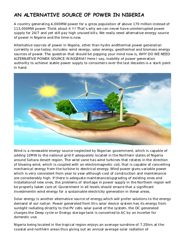 (DOC) ALTERNATIVE ENERGY SOURCE