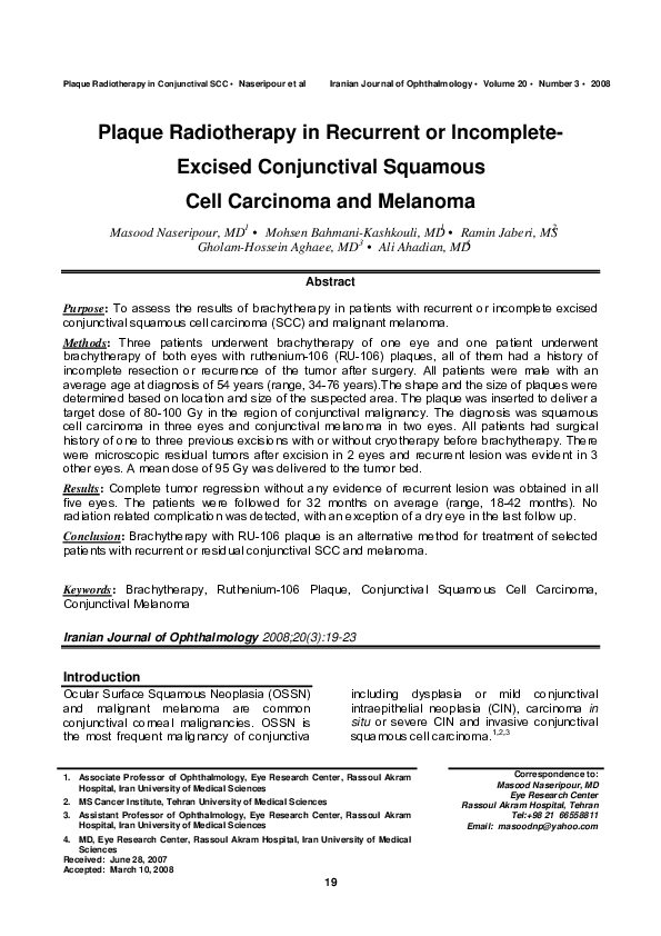(PDF) Plaque Radiotherapy in Recurrent or Incomplete-Excised ...