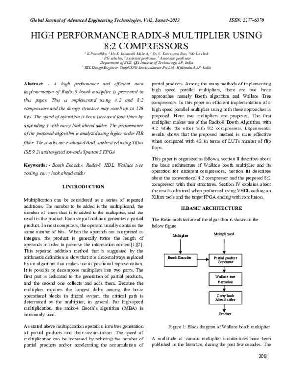 (PDF) HIGH PERFORMANCE RADIX-8 MULTIPLIER USING 8:2 COMPRESSORS