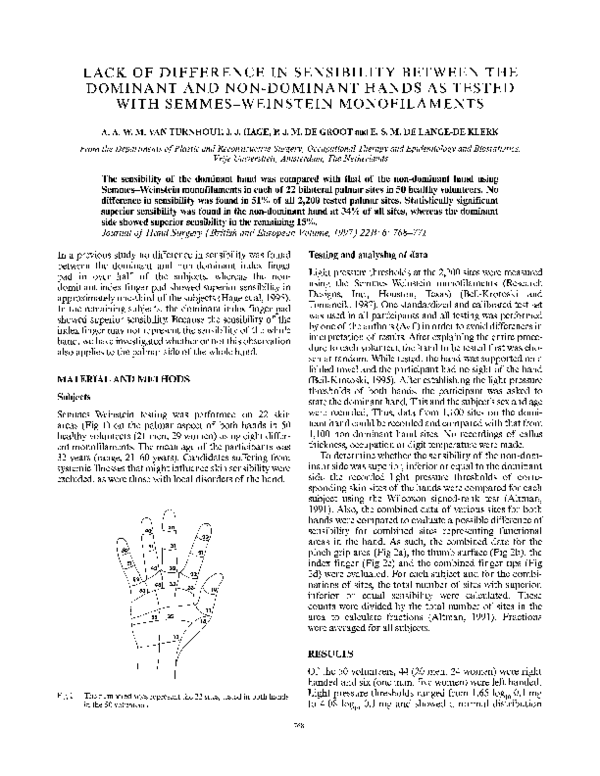 (PDF) Lack of difference in sensibility between the dominant and non ...